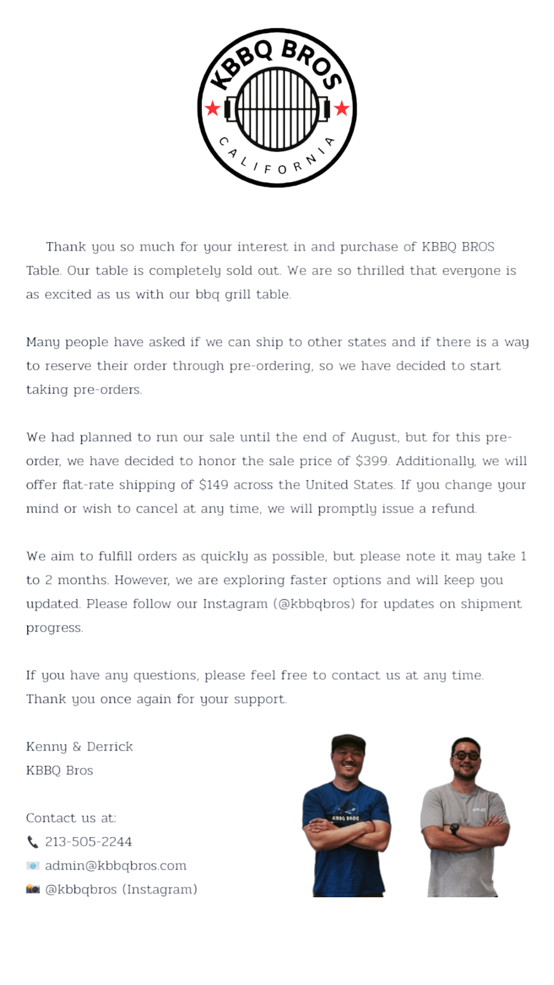 #KBBQ BROS Grill Table *PRE-ORDER ONLY* National Wide Shipping Availab ...